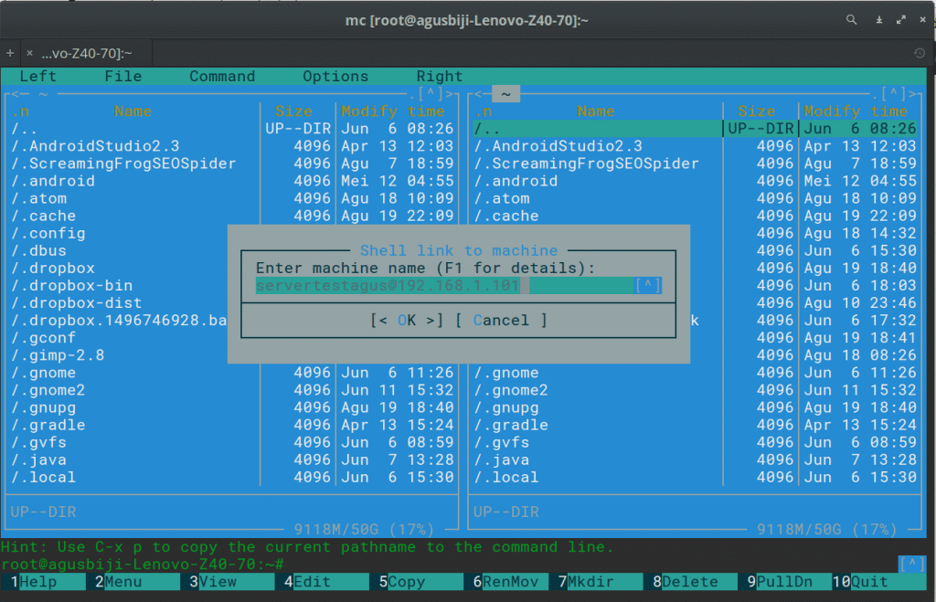 Mengenal Midnight Commander File Manager - Mr Agus