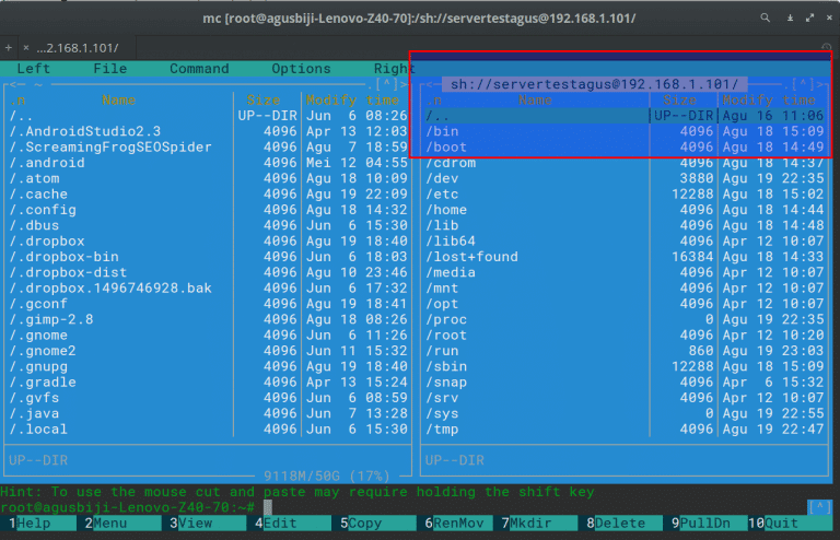 Mengenal Midnight Commander File Manager - Mr Agus